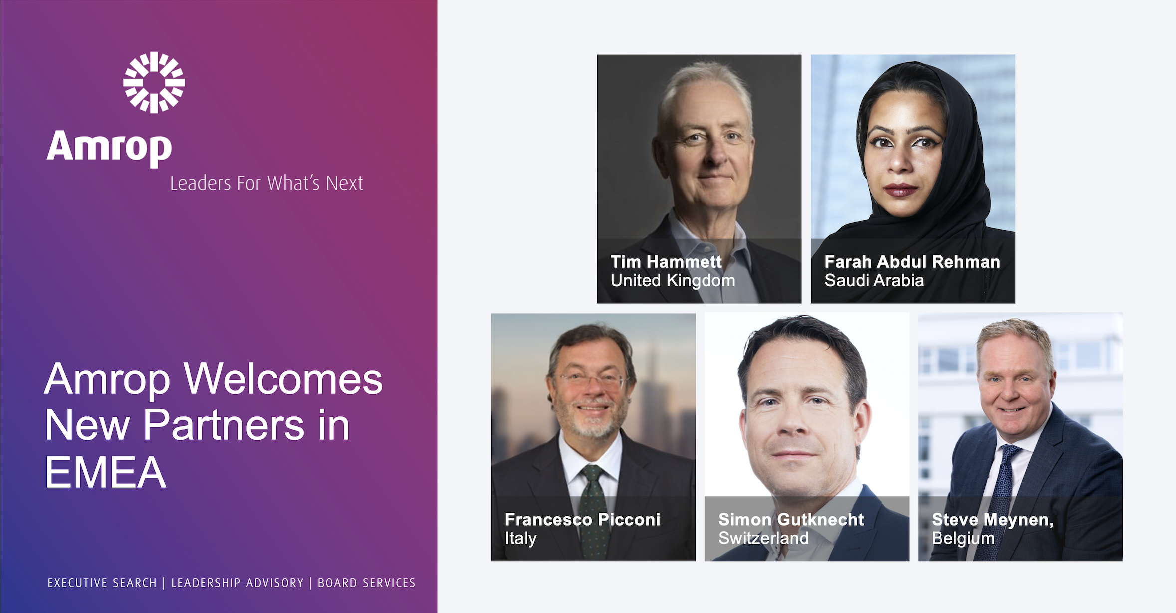 Amrop Welcomes New Partners in EMEA